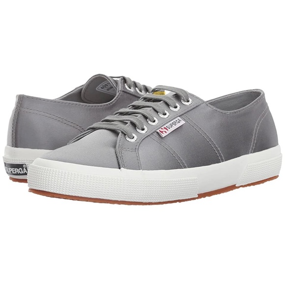 Superga | Shoes | Superga 275 Classic Grey Satin Lace Up Sneakers ...